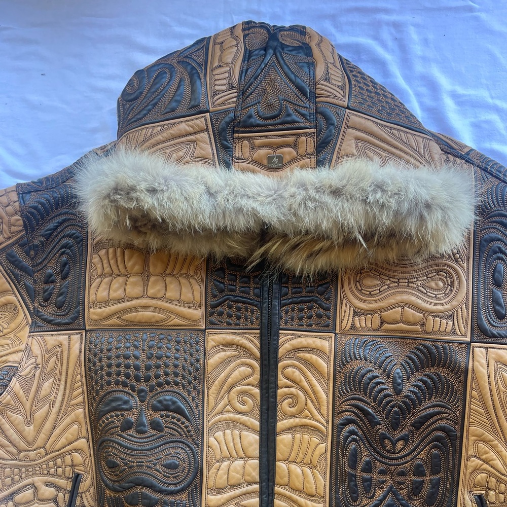 Rare Al Wissam Vintage Fur Lined Leather Tiki Jacket - Gem